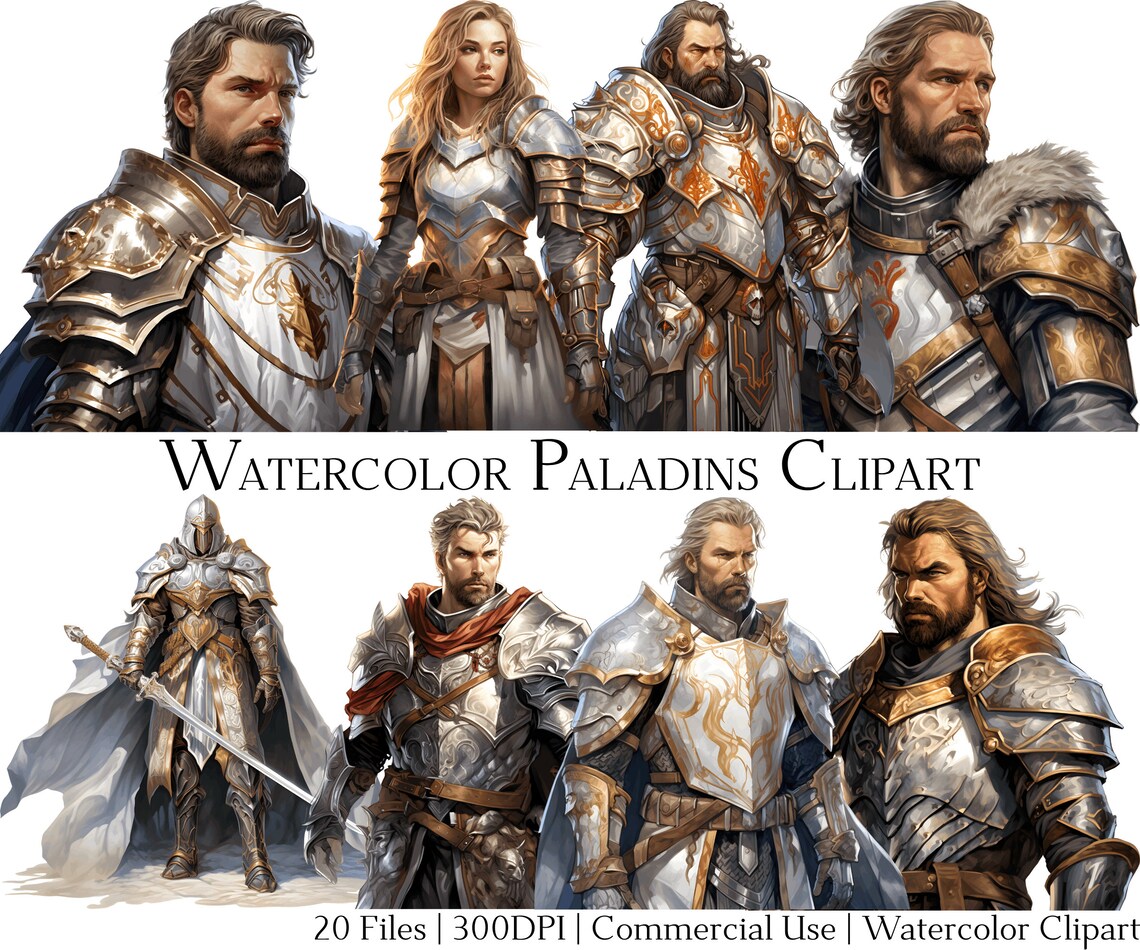 Watercolor Paladin Clipart Set of 20 Files With Instant Download ...