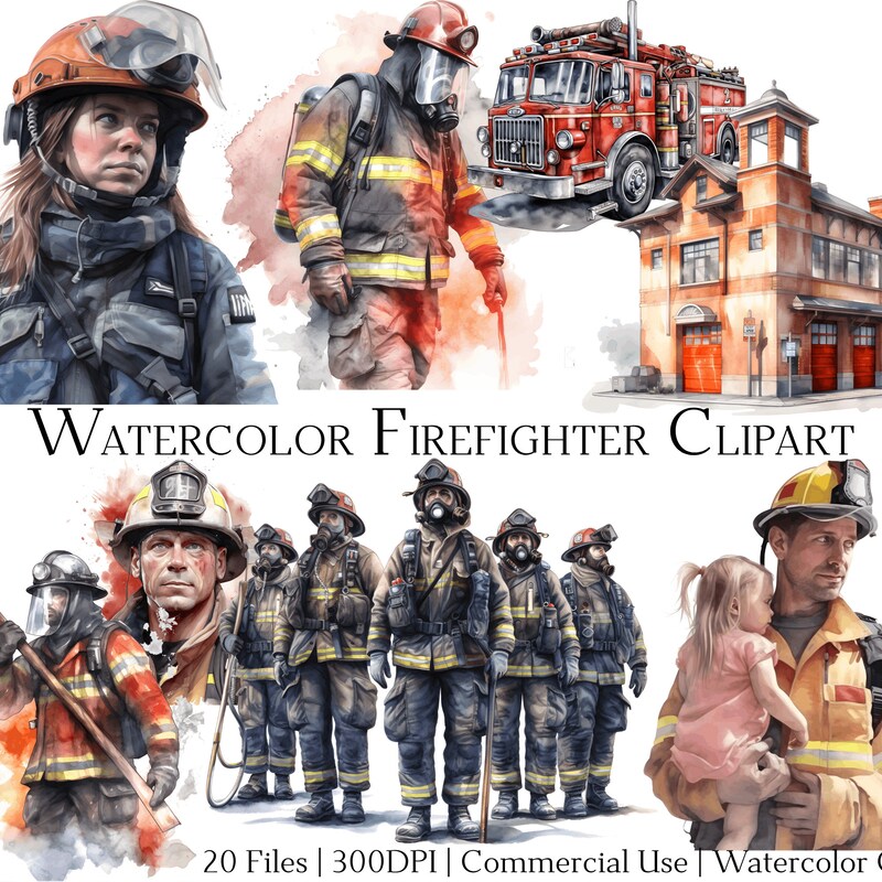 Firefighter Clipart - Etsy
