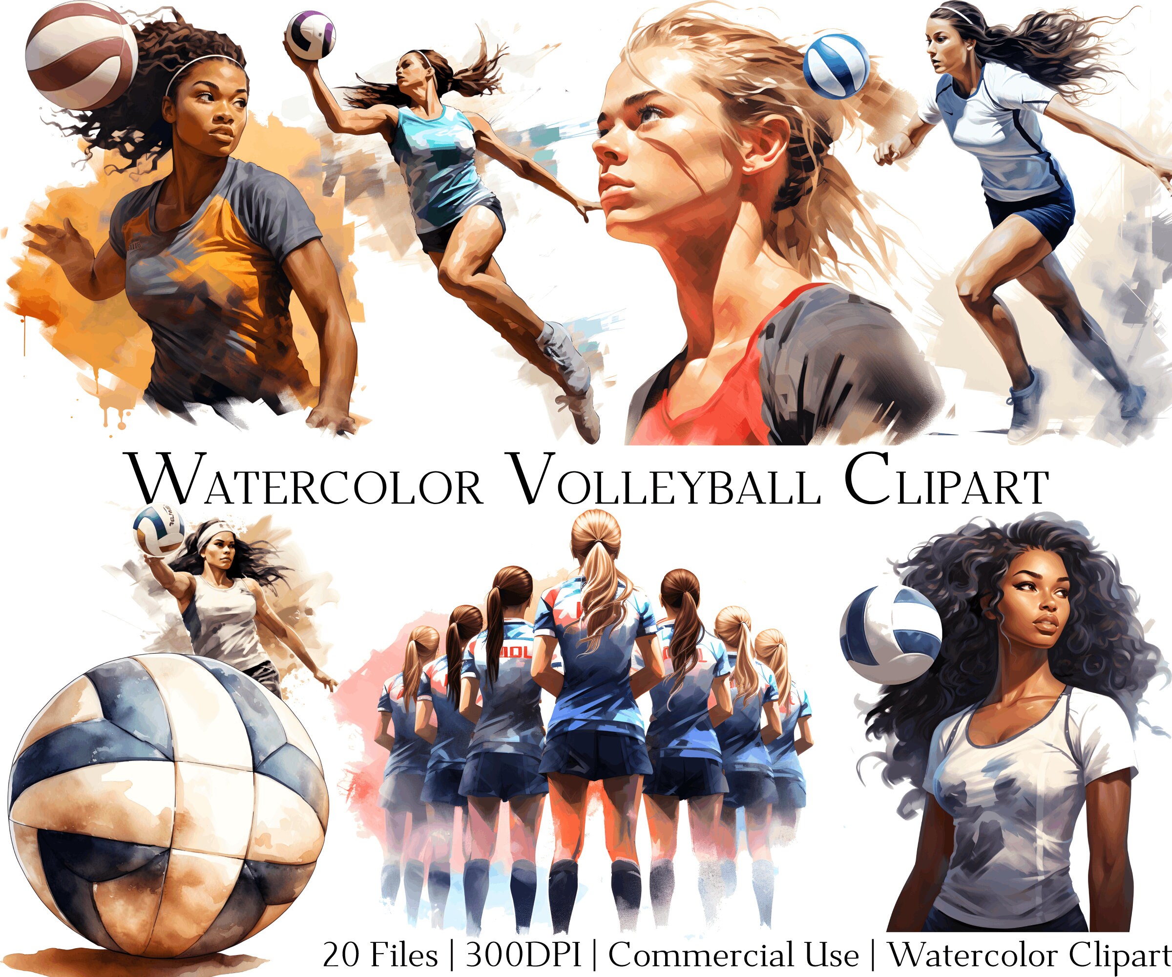 Watercolor Sports Bundle Clipart Set of 121 Files With Instant Download ...