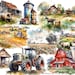 Watercolor Farm Scenery Clipart Set of 20 Files With Instant Download ...
