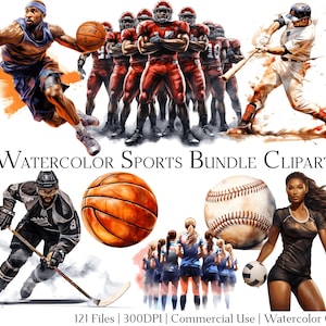 Watercolor Sports Bundle Clipart Set of 121 Files With Instant Download ...