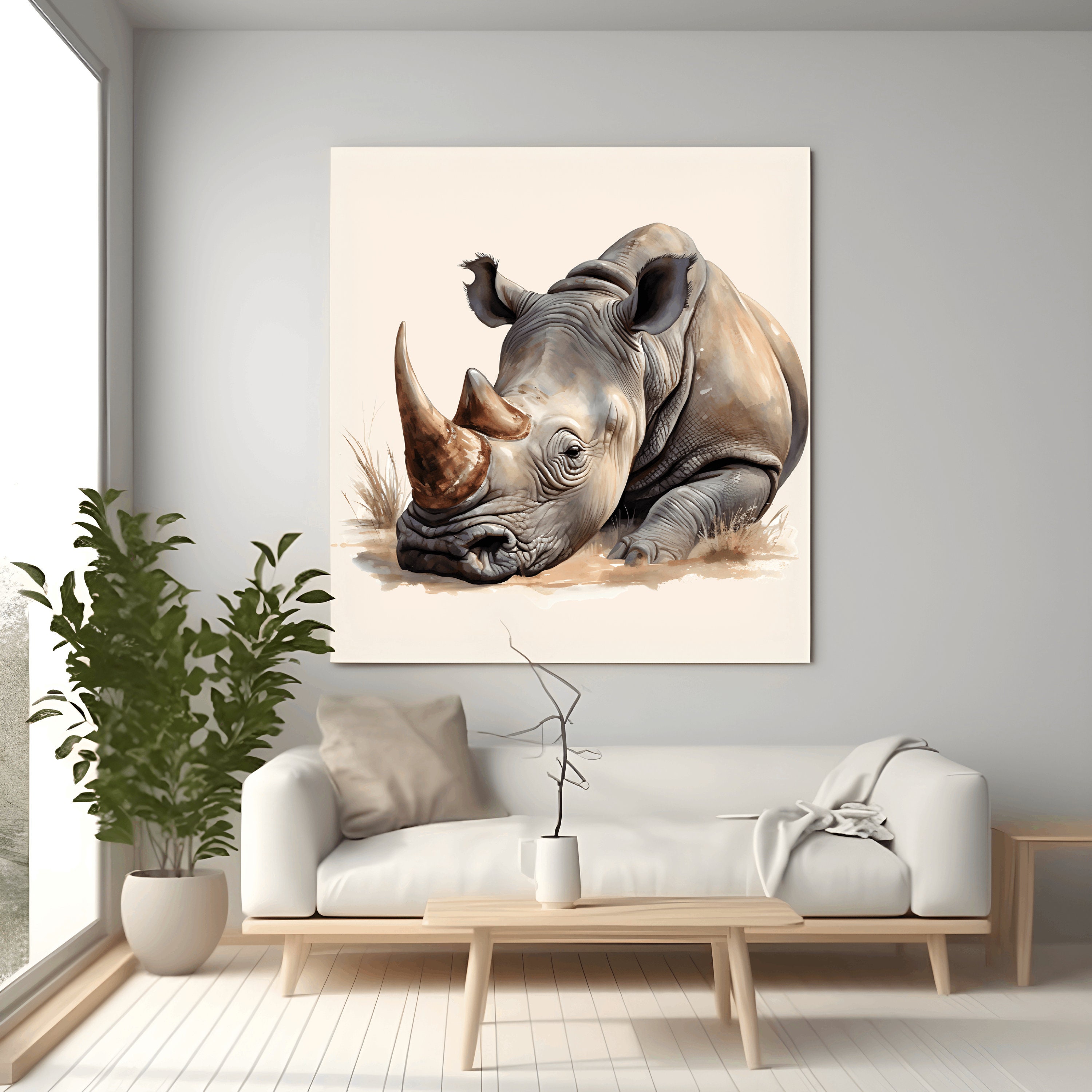 Watercolor Rhino Clipart Set of 20 Files With Instant Download ...