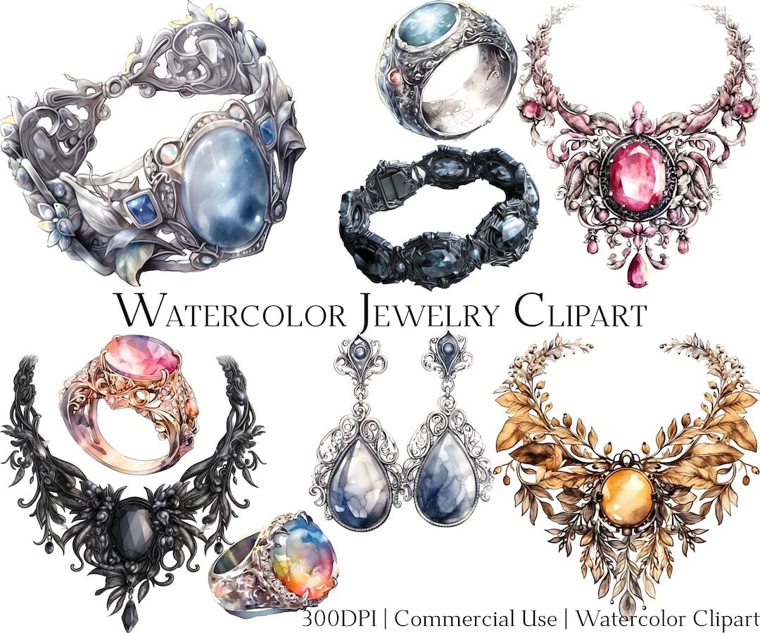 Watercolor Jewelry Clipart Set of 20 Files With Instant Download ...