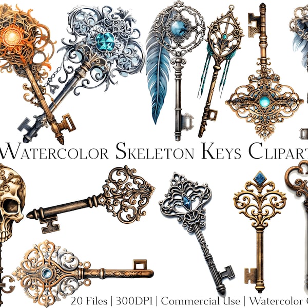 Skeleton Key Clipart - Etsy