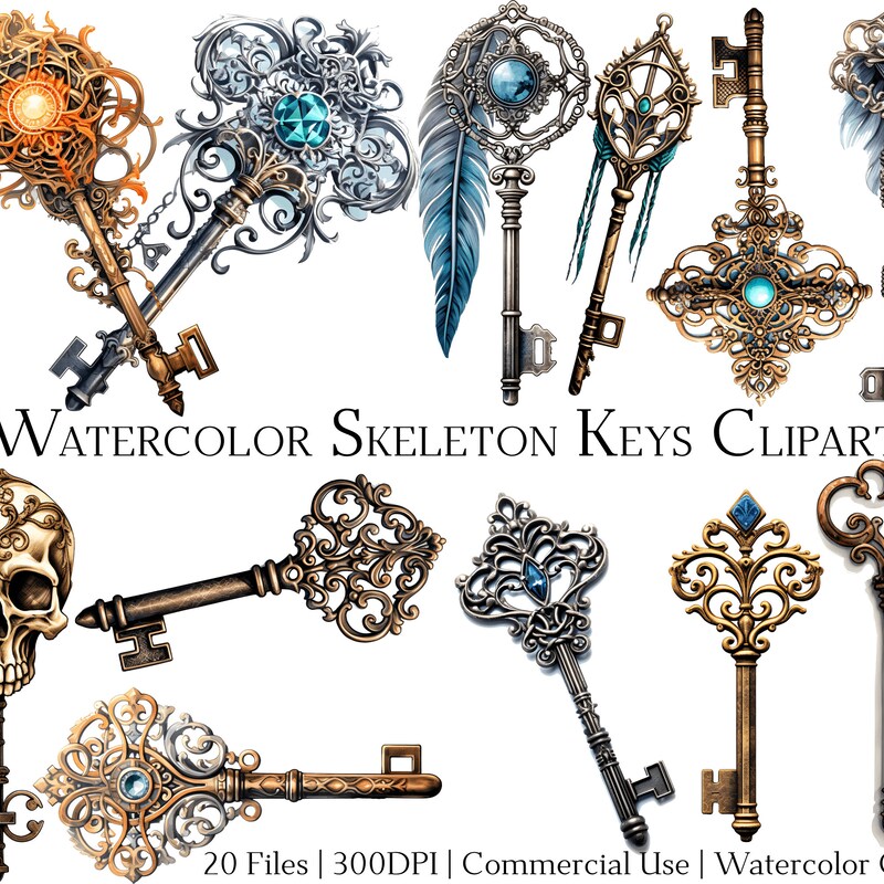 Skeleton Key Clipart - Etsy