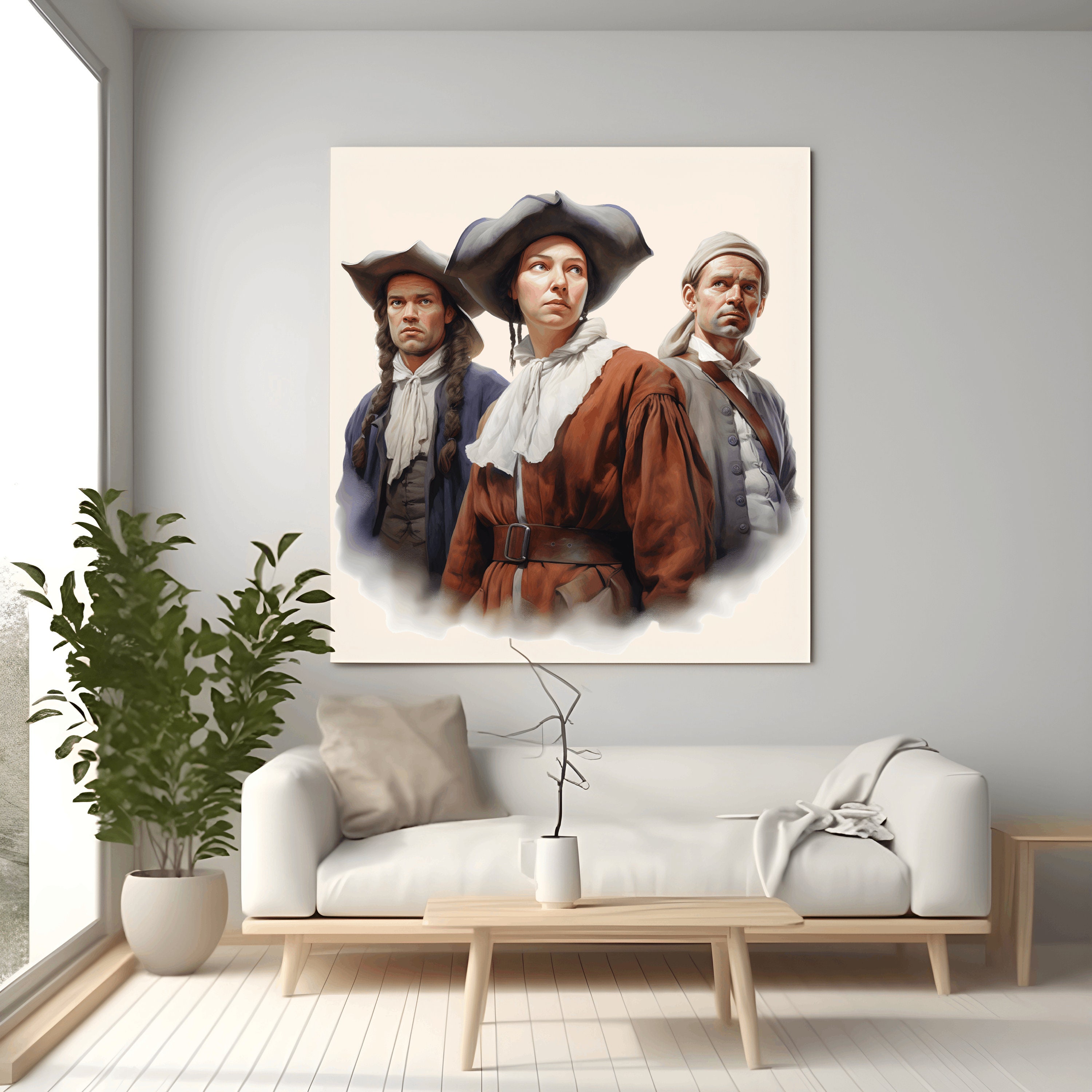 Watercolor Puritan Colonists Clipart: Vintage American History (PNG ...