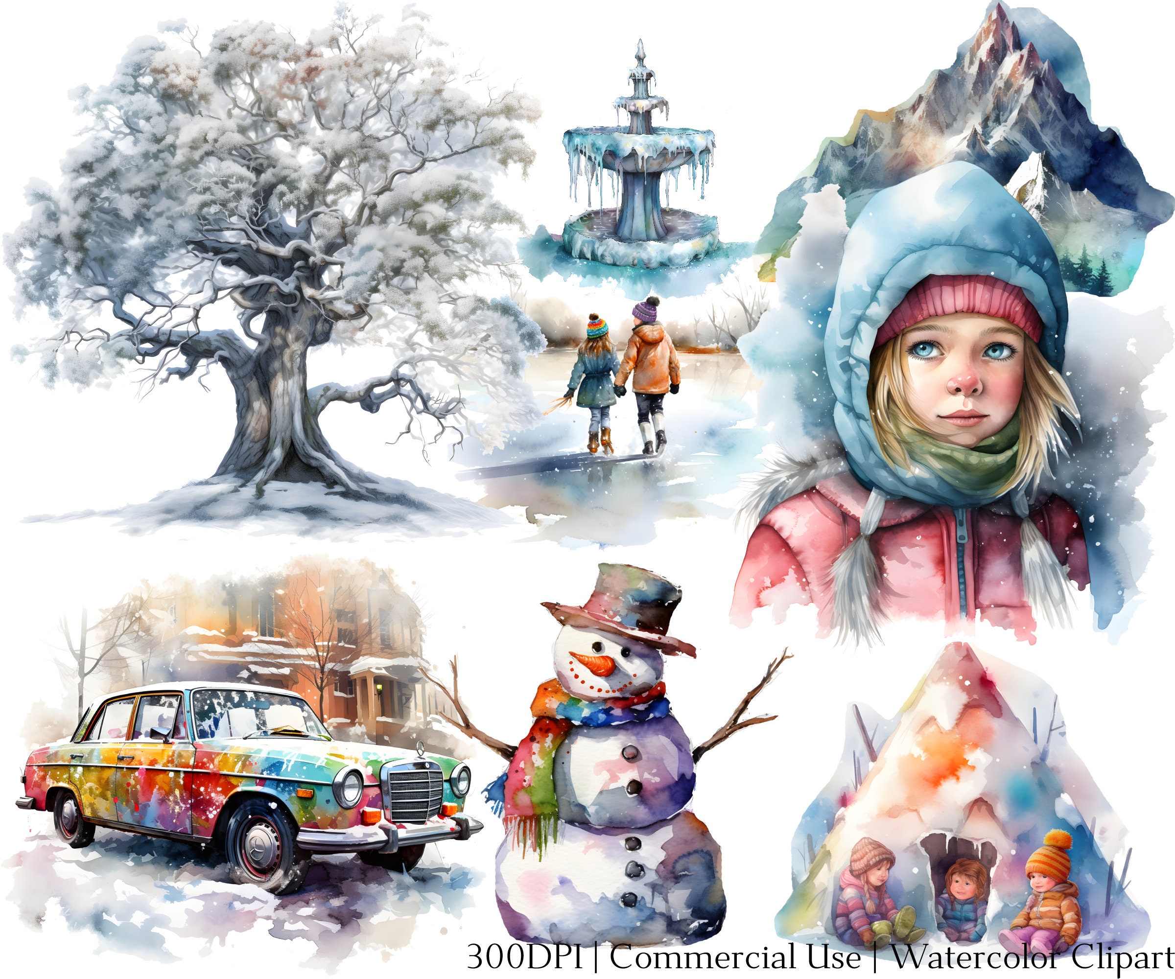 Watercolor Winter Clipart Set of 20 Files With Instant Download ...
