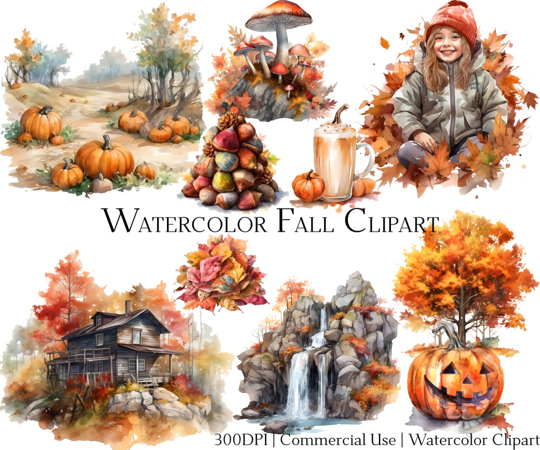 Watercolor Fall Clipart Set of 20 Files With Instant Download ...