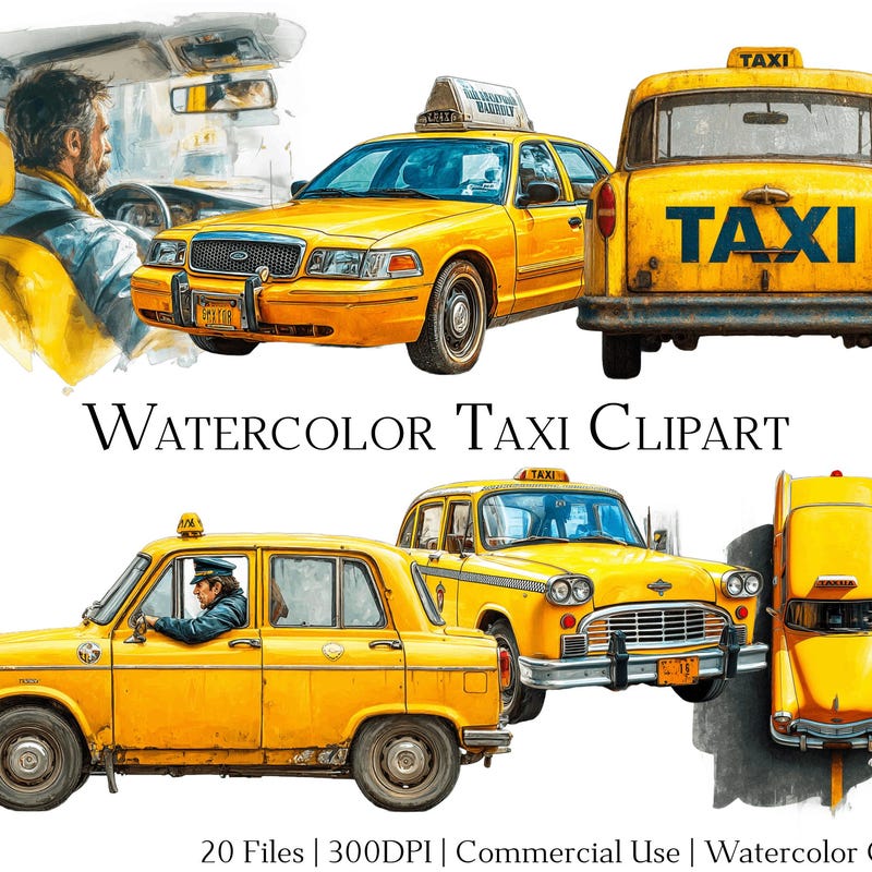 Taxi Cab Clip Art - Etsy