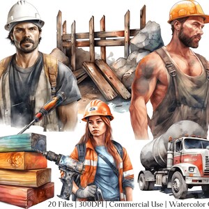 Watercolor Construction Clipart Set of 20 Files With Instant Download ...