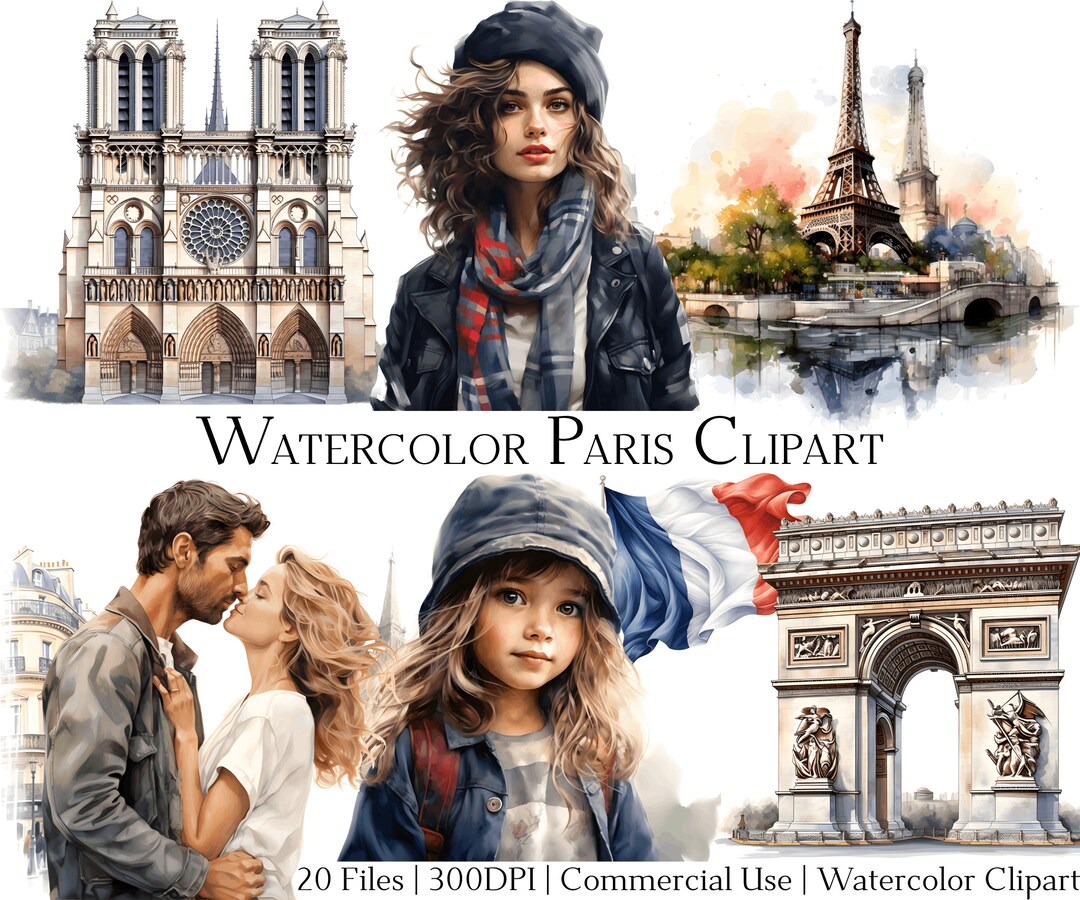 Watercolor Paris Clipart Set of 20 Files With Instant Download ...
