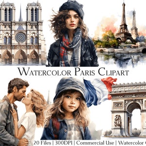 Watercolor Paris Clipart Set of 20 Files With Instant Download ...