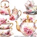 Watercolor Pink Tea Clipart Set of 20 Files With Instant - Etsy