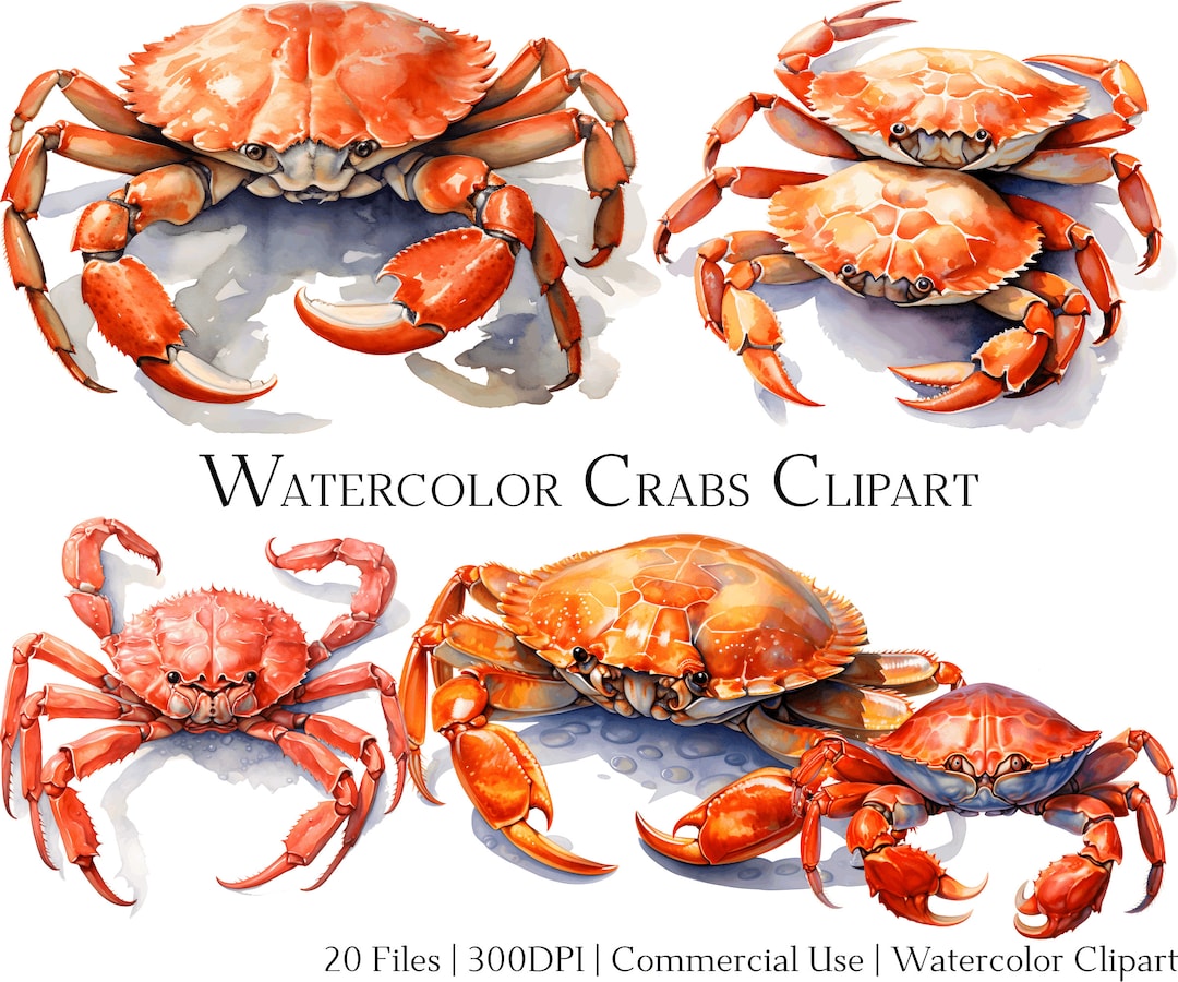 Watercolor Crabs Clipart Set of 20 Files With Instant Download ...