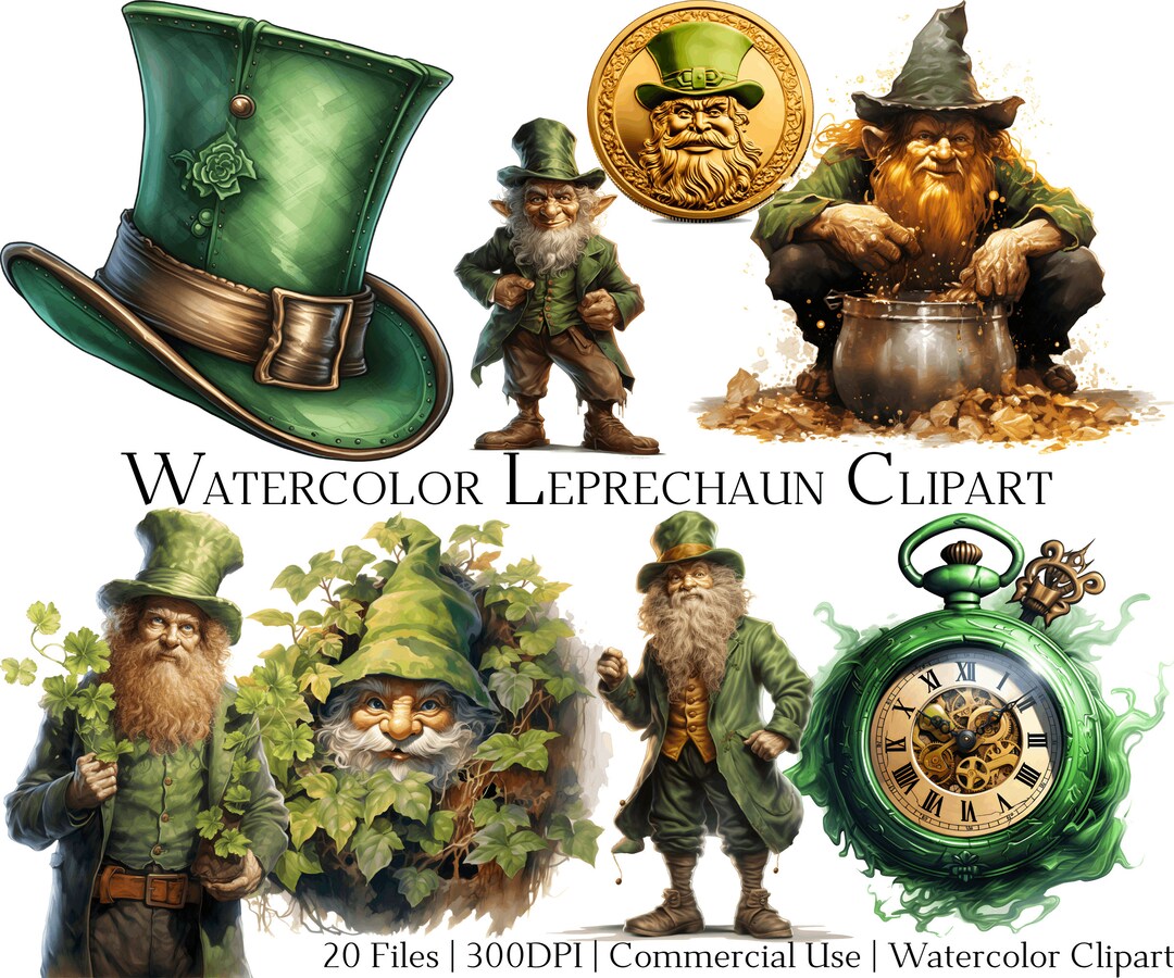 Watercolor Leprechaun Clipart Set: St. Patrick's Day Graphics (PNG ...