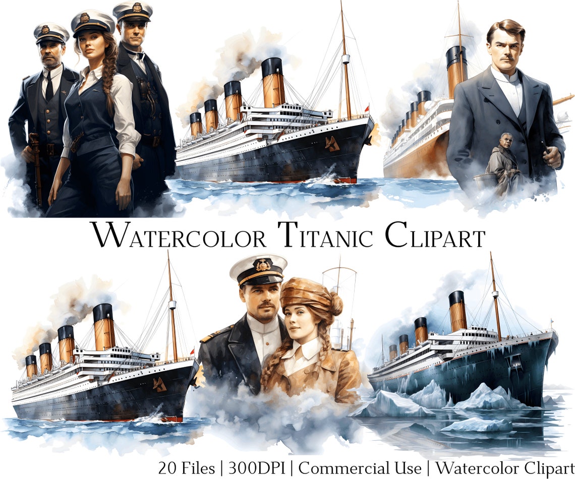 Watercolor Titanic Clipart Set of 20 Files With Instant Download ...