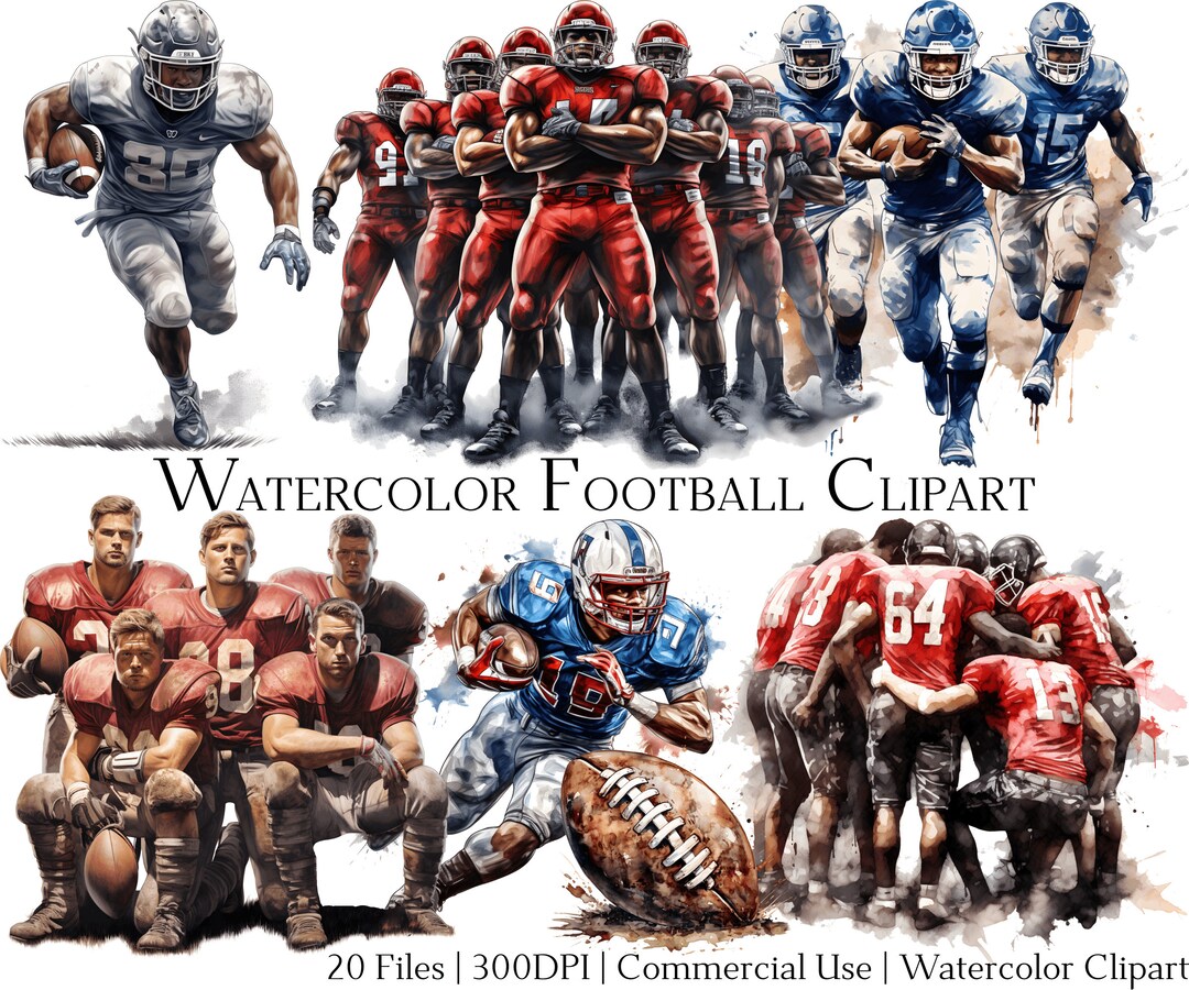 Watercolor Friday Football Clipart Set of 20 Files With Instant ...