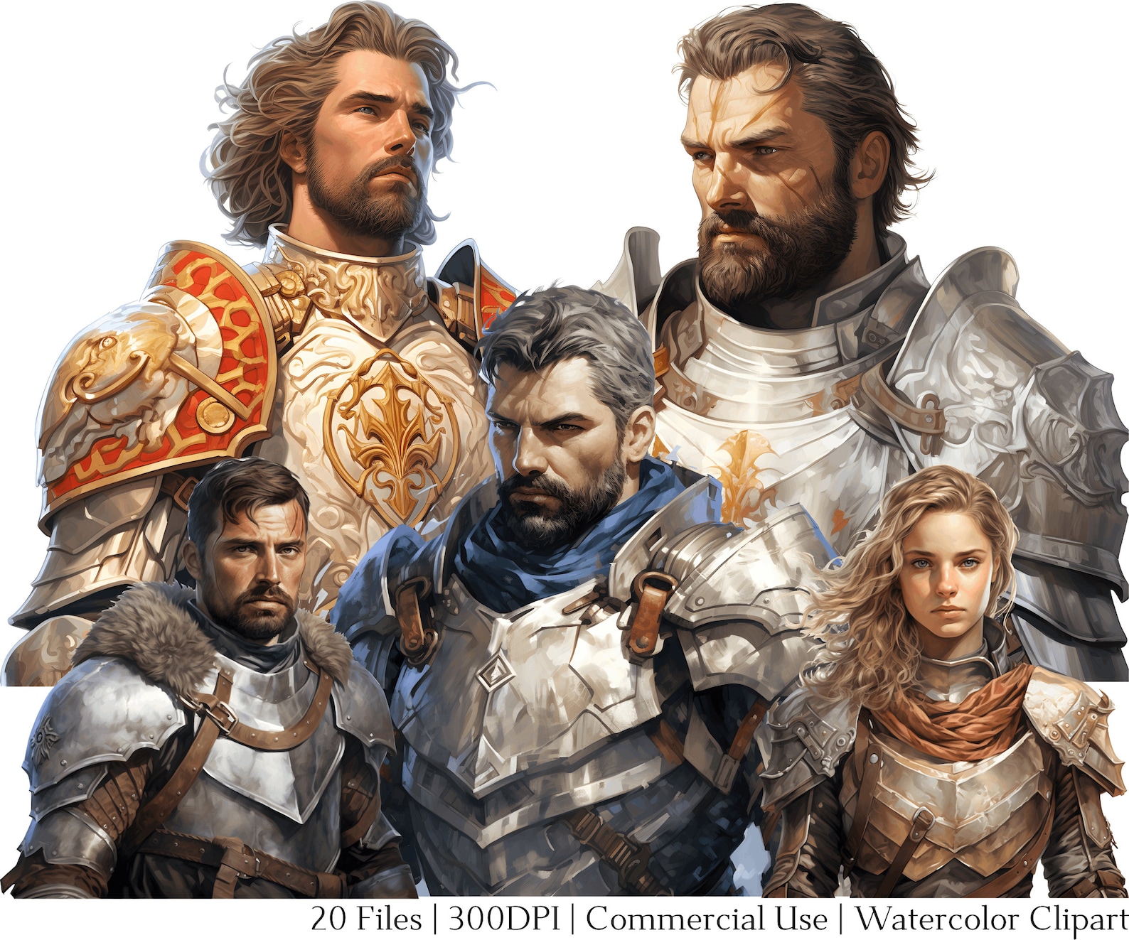 Watercolor Paladin Clipart Set of 20 Files With Instant Download ...