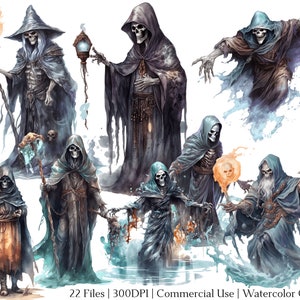Watercolor Necromancer Clipart Set of 22 Files With Instant Download ...