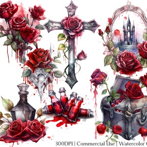 Watercolor Vampire Gothic Aesthetics Clipart Set of 20 Files With ...