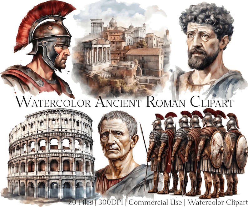 Watercolor Ancient Rome Clipart Set of 20 Files With Instant Download ...