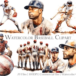 Watercolor Baseball Clipart Set of 20 Files With Instant Download ...