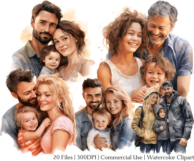 Watercolor Close Family Clipart Set of 20 Files With Instant Download ...