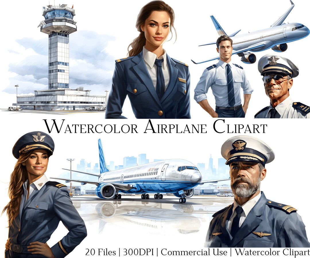Watercolor Airplane Clipart Set of 20 Files With Instant Download ...