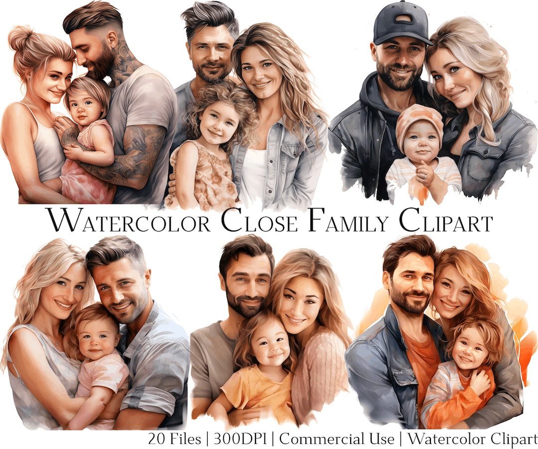 Watercolor Close Family Clipart Set of 20 Files With Instant Download ...