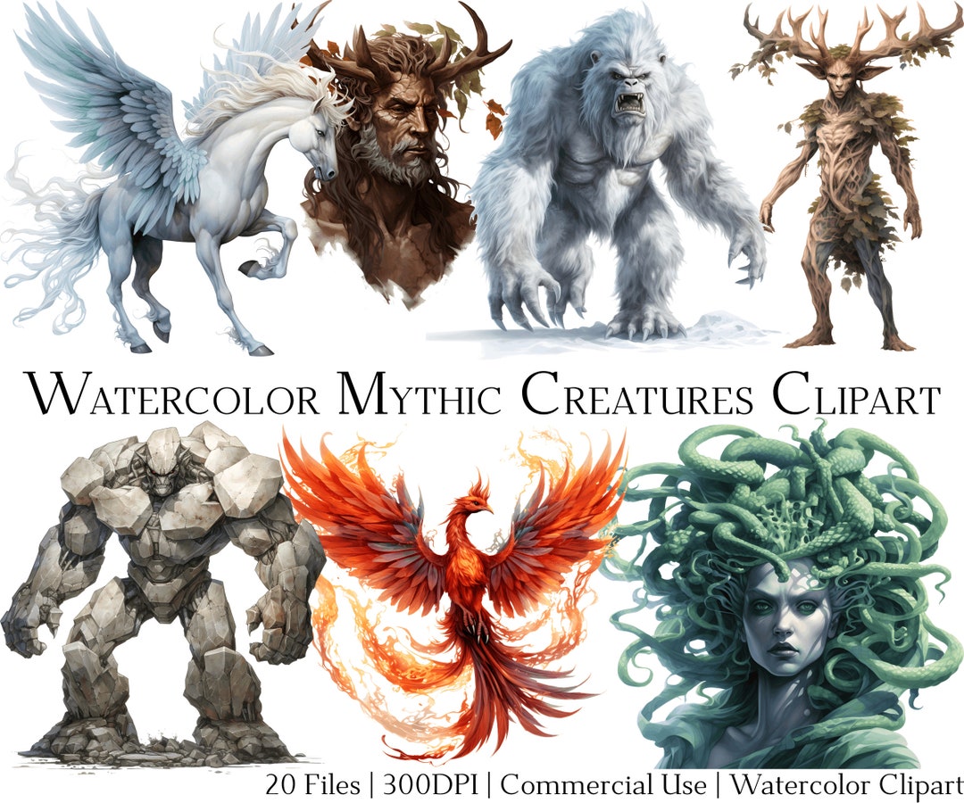 Watercolor Mythological Creatures Set of 20 Files With Instant Download ...