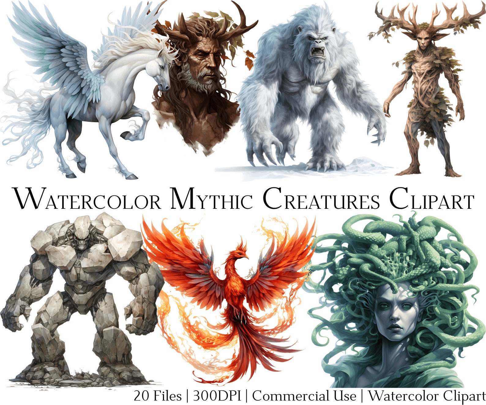 Watercolor Mythological Creatures Set of 20 Files With Instant Download ...