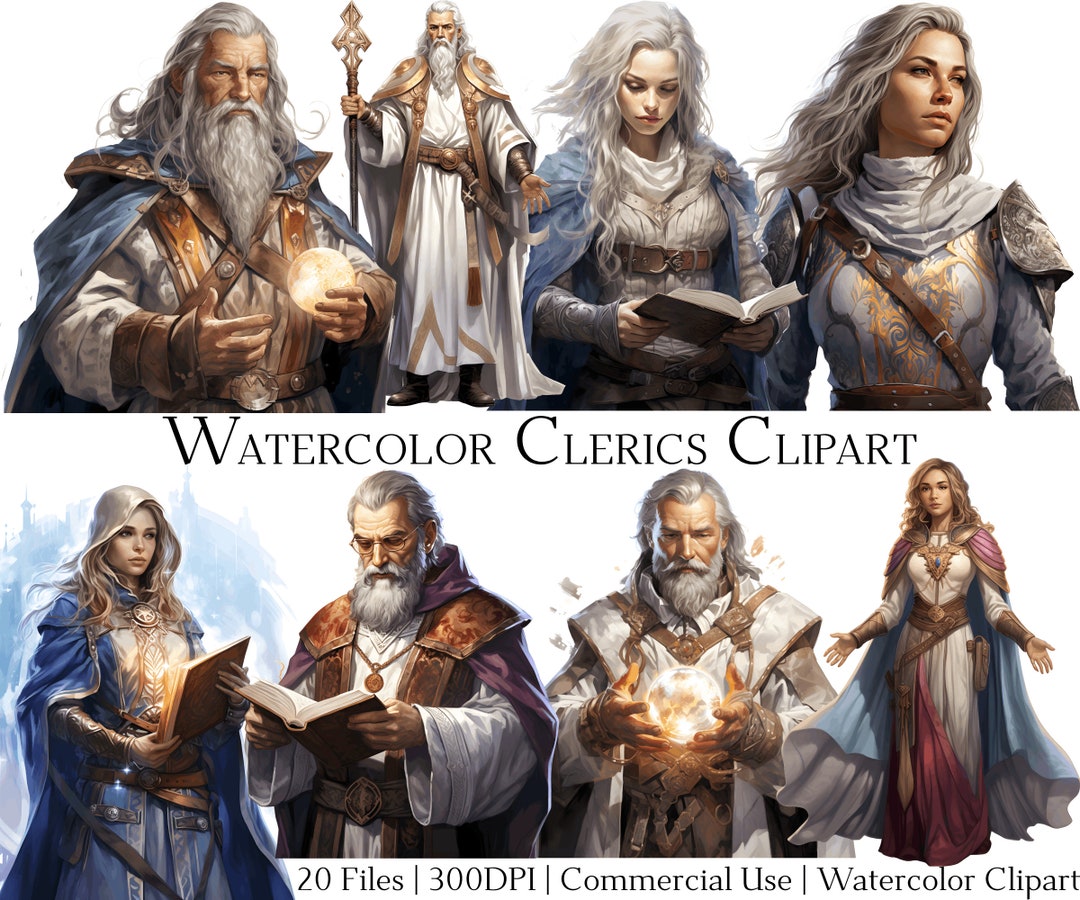 Watercolor Cleric Clipart Set of 20 Files With Instant Download ...