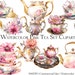 Watercolor Pink Tea Clipart Set of 20 Files With Instant - Etsy