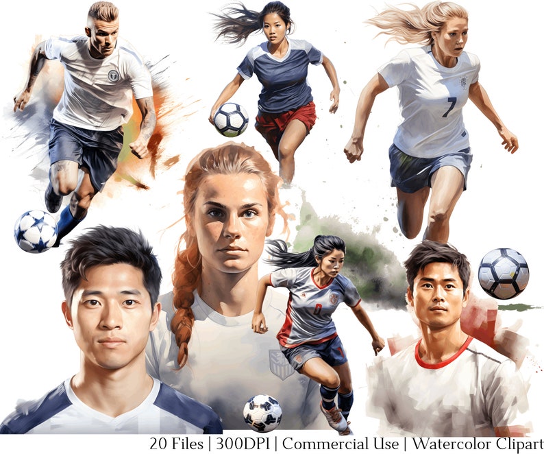 Watercolor Soccer Clipart Set of 20 Files With Instant Download ...