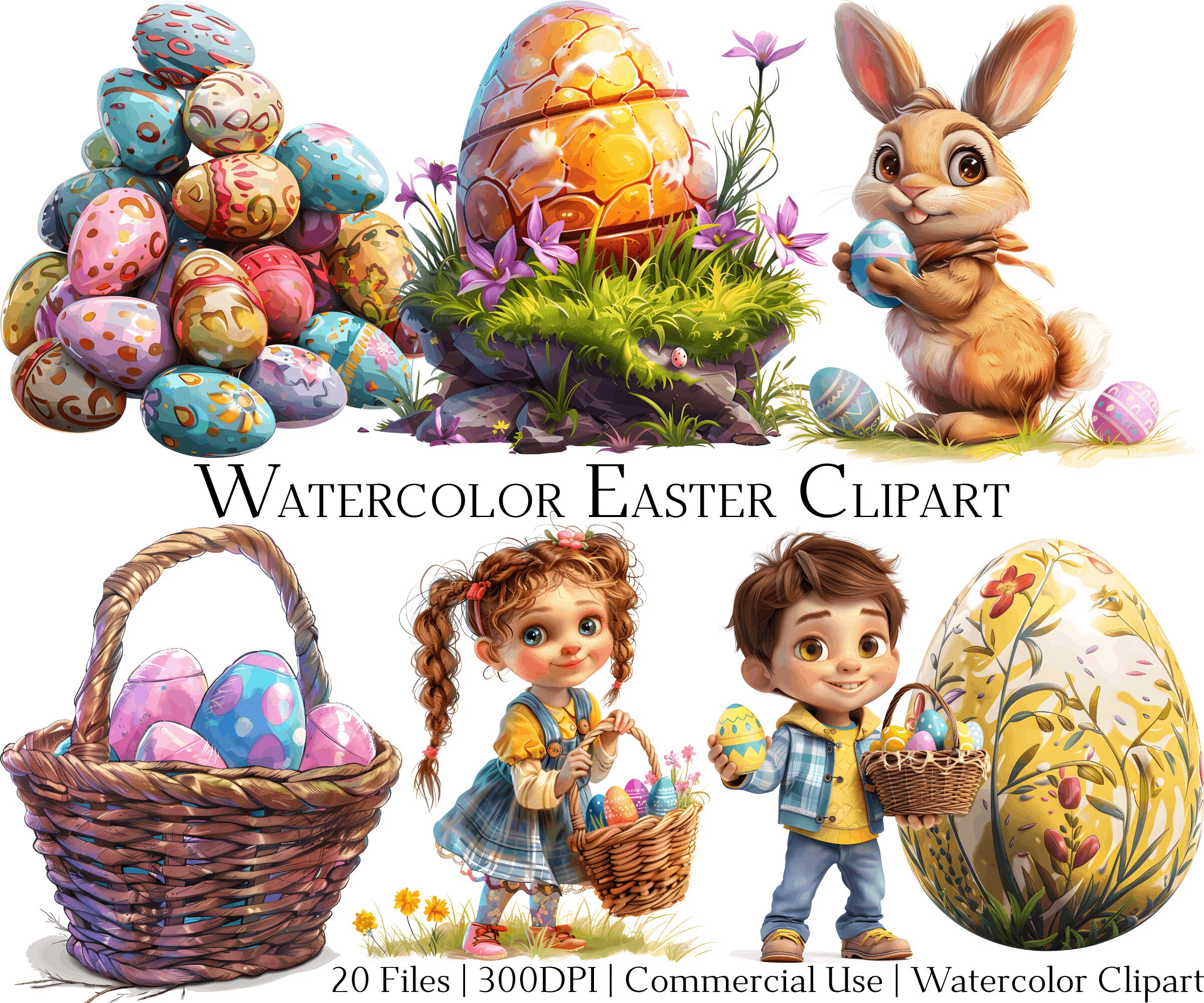 Watercolor Easter Clipart Set of 20 Files With Instant Download ...