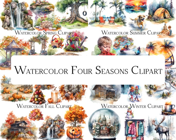Four Seasons Trees Clipart Clip Art, Spring Summer Winter Fall Autumn ...