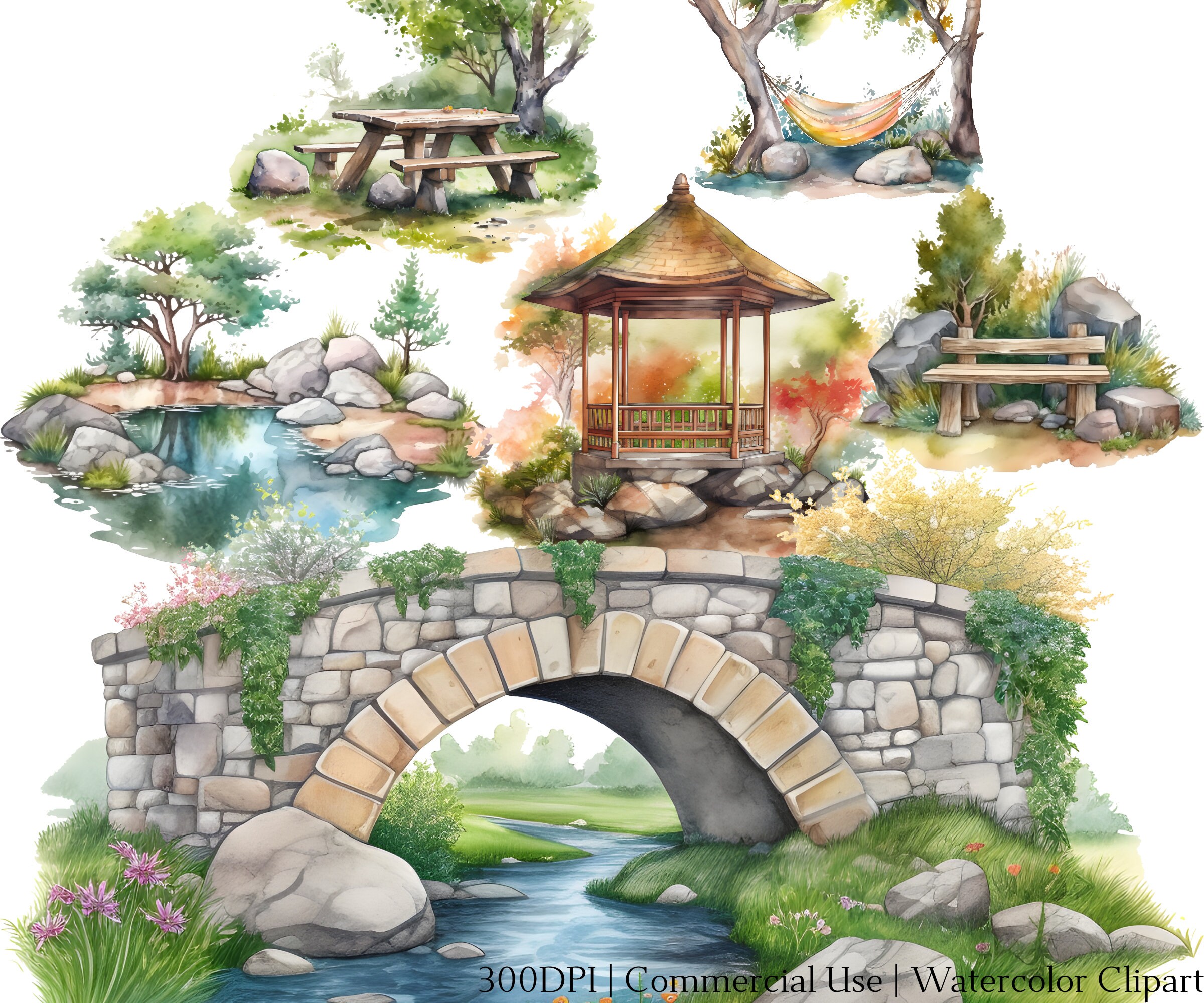 Watercolor Spring Clipart Set of 21 Files With Instant Download ...