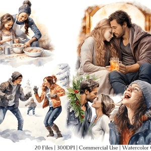 Watercolor Wintertime Fun Clipart Set of 20 Files With Instant Download ...