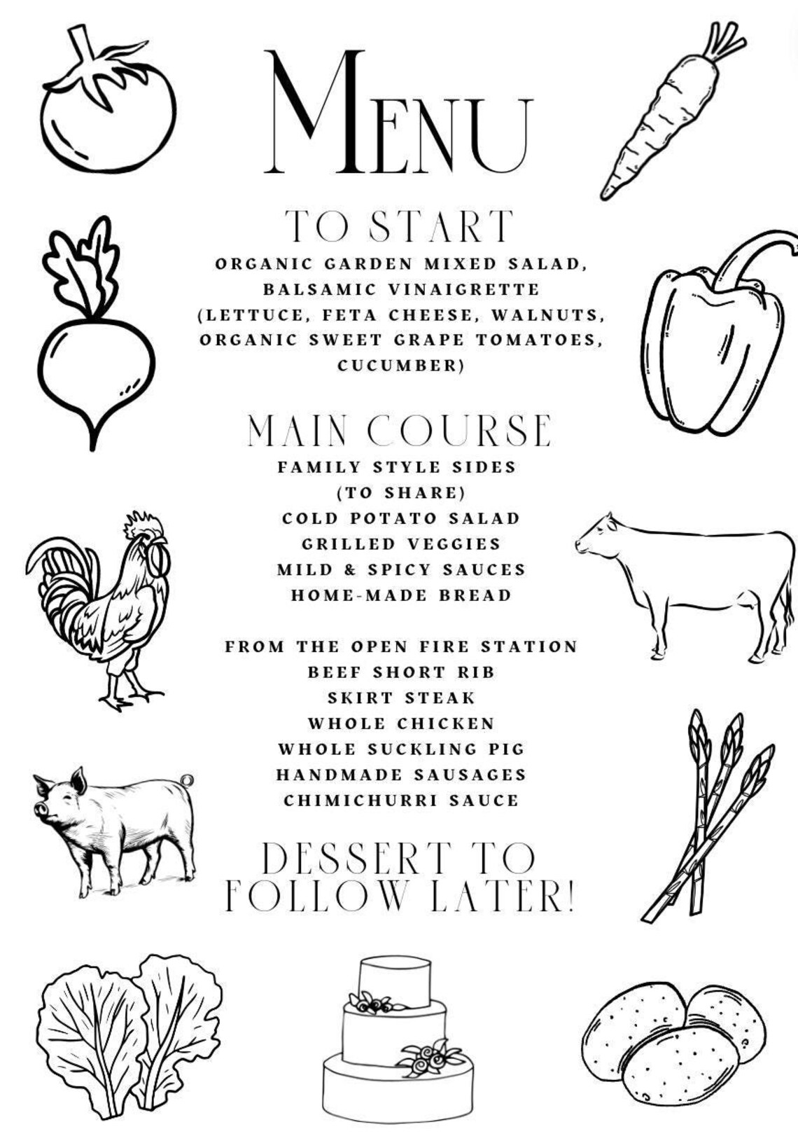 Custom Handwriting/minimalist Menu - Etsy