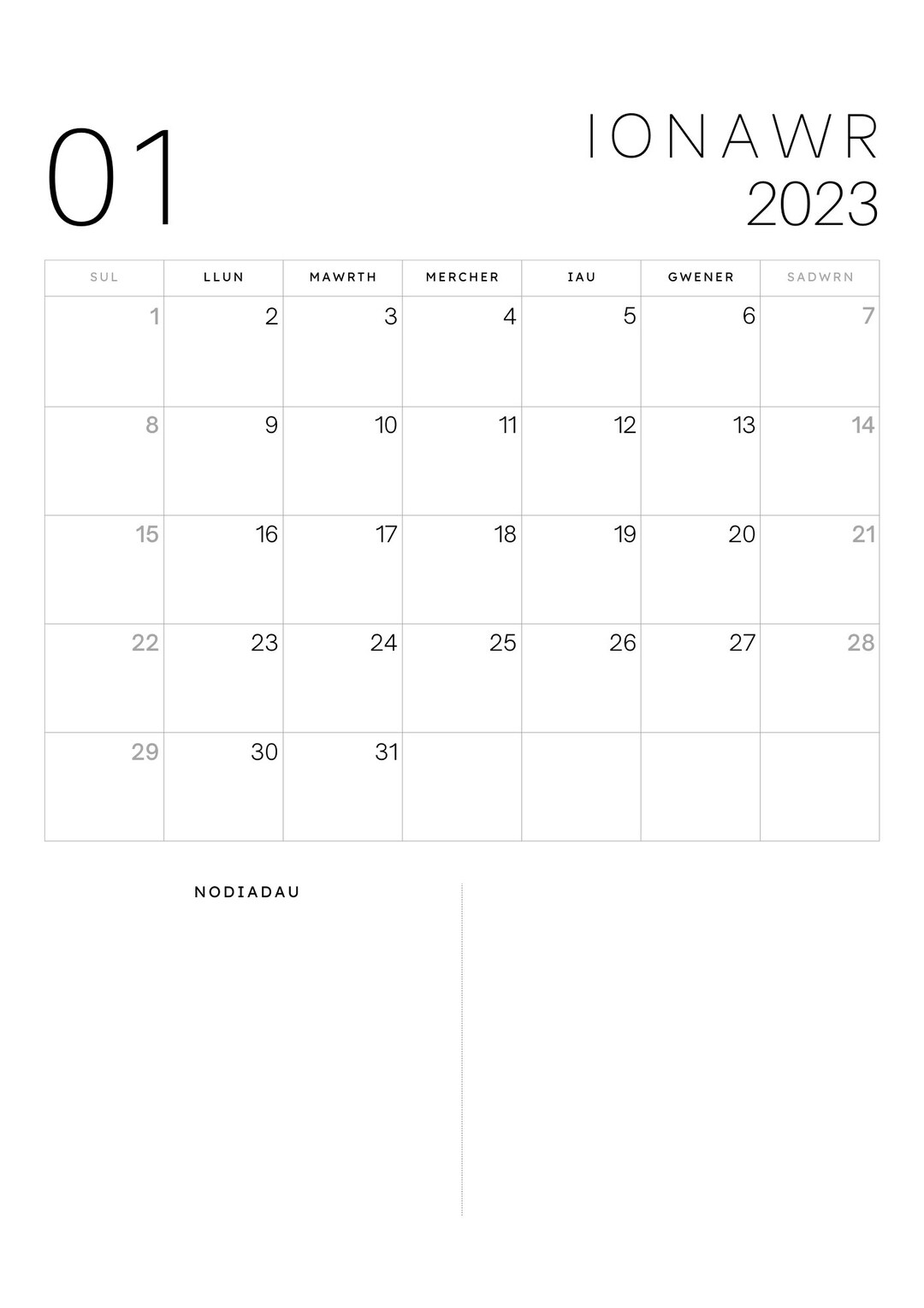 Downloadable Calendr Cymraeg 2023 Calendr 2023 Welsh 2023 - Etsy