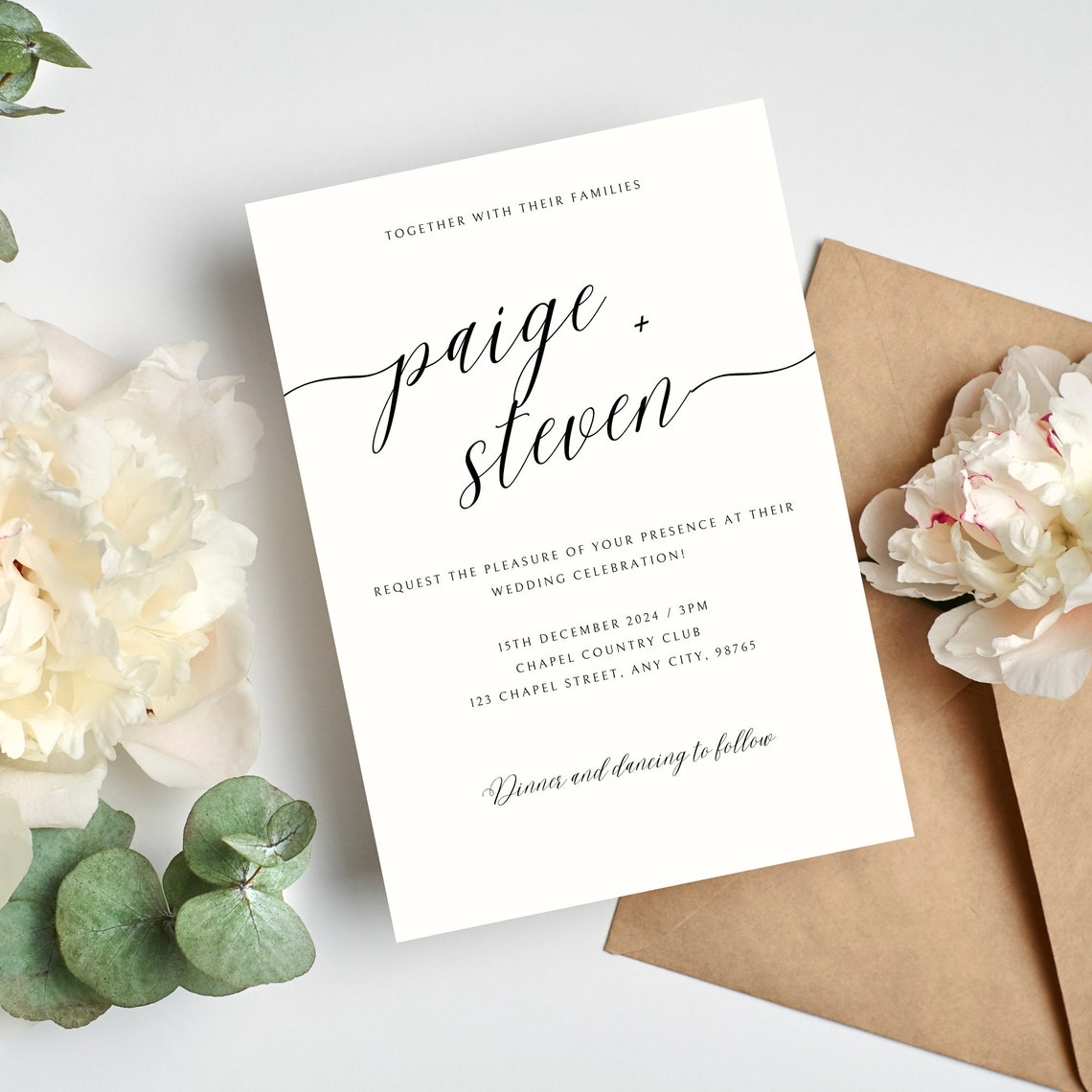 Simple Luxury Invitation, Canva Template Download, Editable Invitation ...