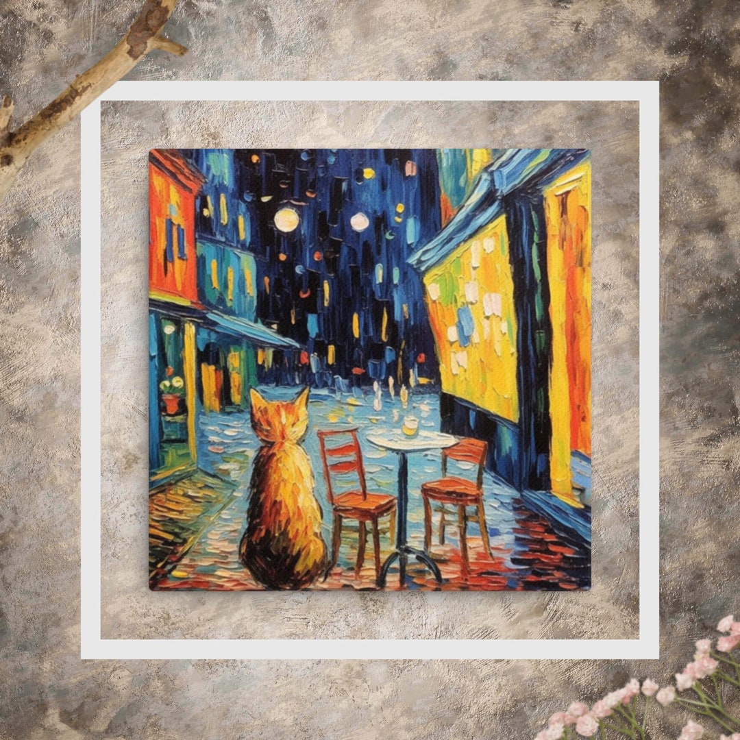 Van Gogh Cafe Terrace at Night Kitty Wall Art Van Gogh - Etsy