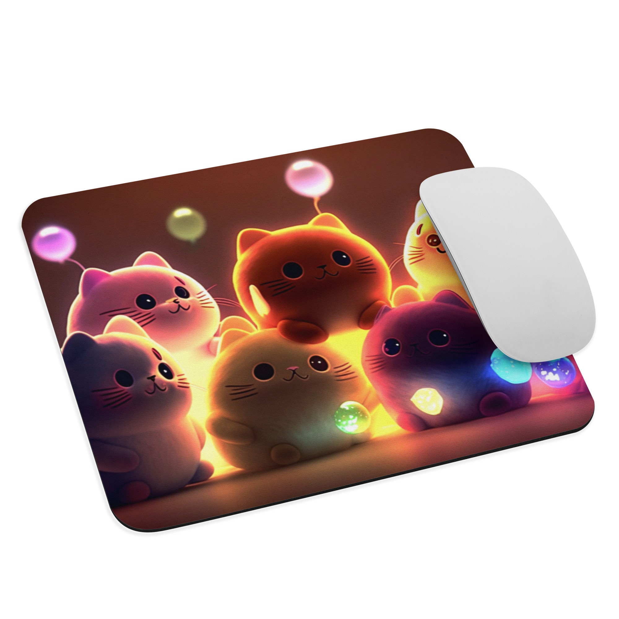 Super Cute Cats Mousepad. Glowing Kitties Great for Gift or Children or ...