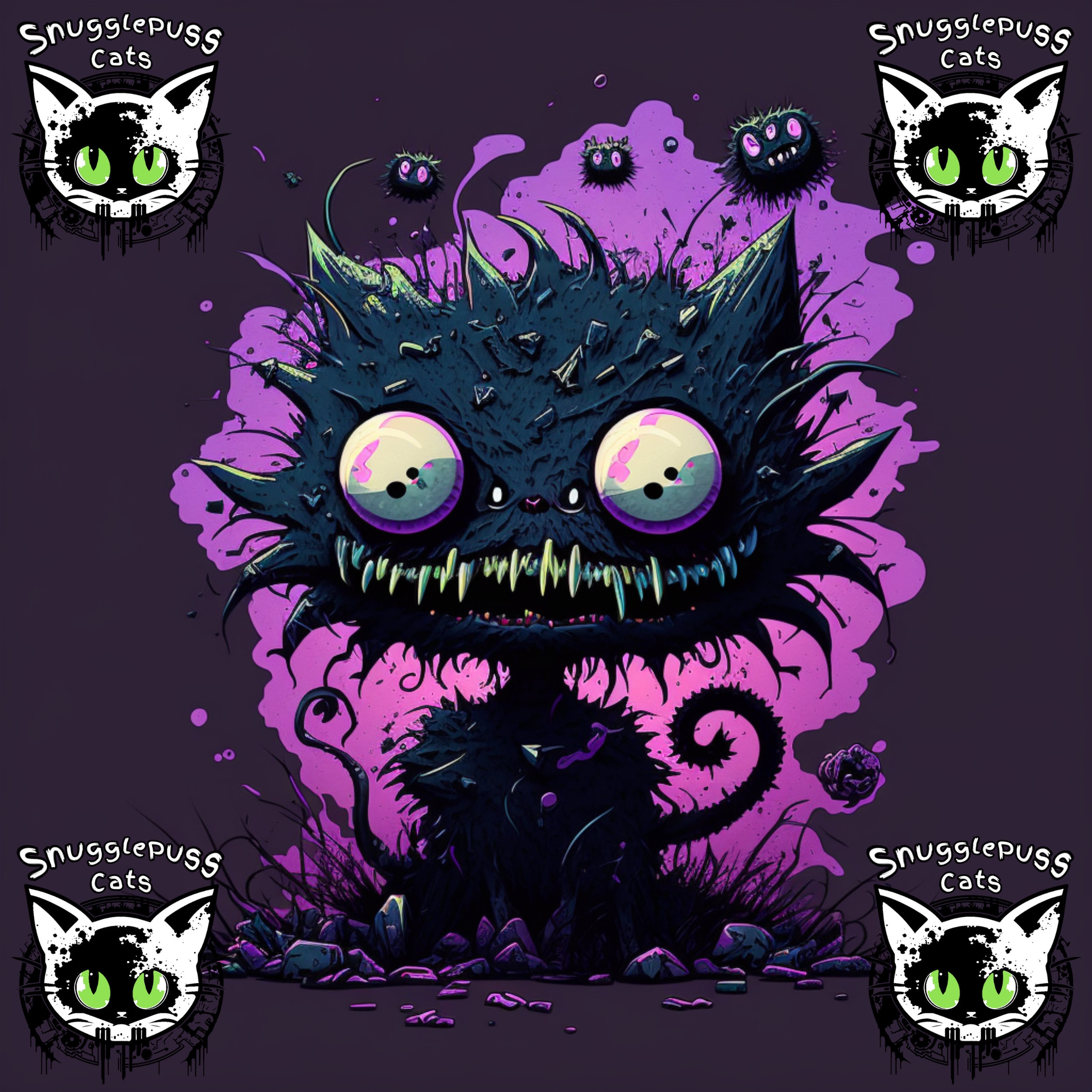 Zombie Cats 7 Snugglepusscats Wall Art Creepy Cute Cats Themed Wall Art ...