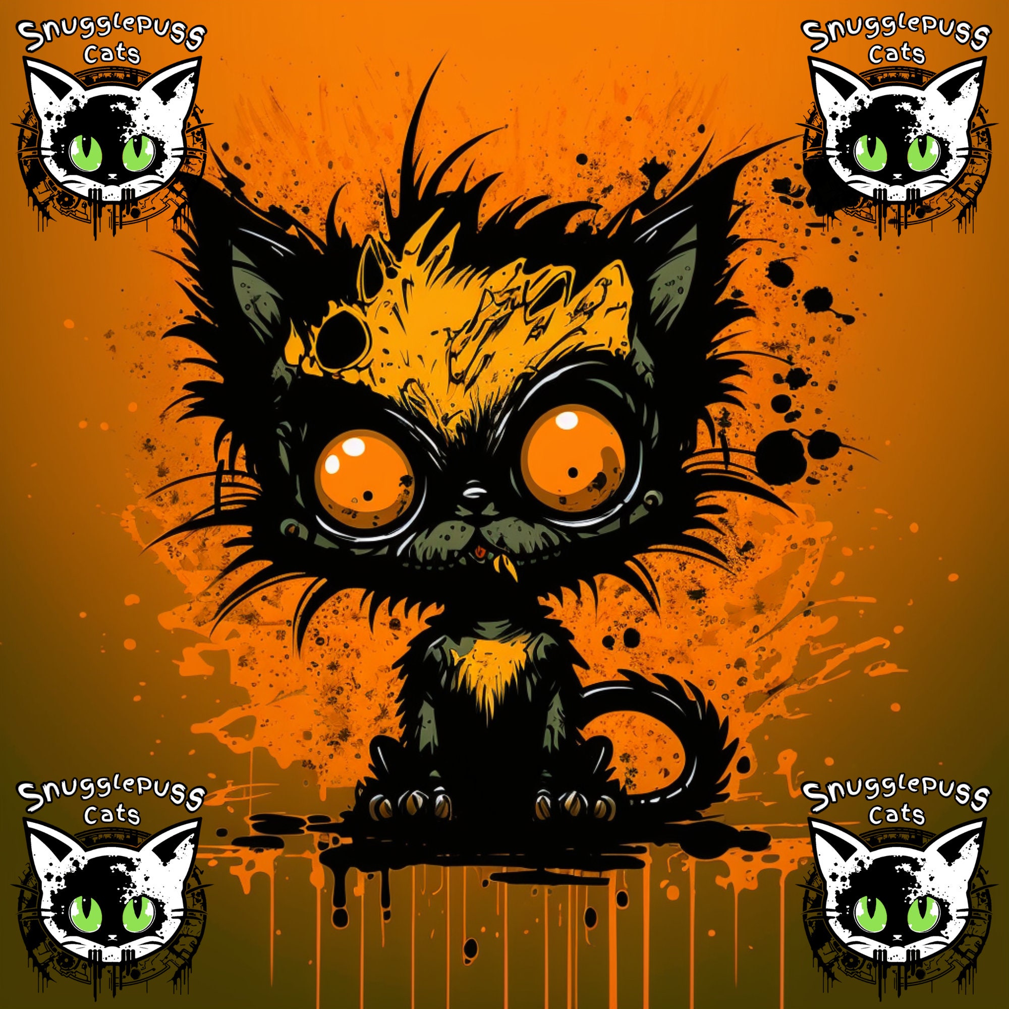 Zombie Cats #5 Snugglepusscats Unique Cat Art Creepy Cute Art Gifts for ...