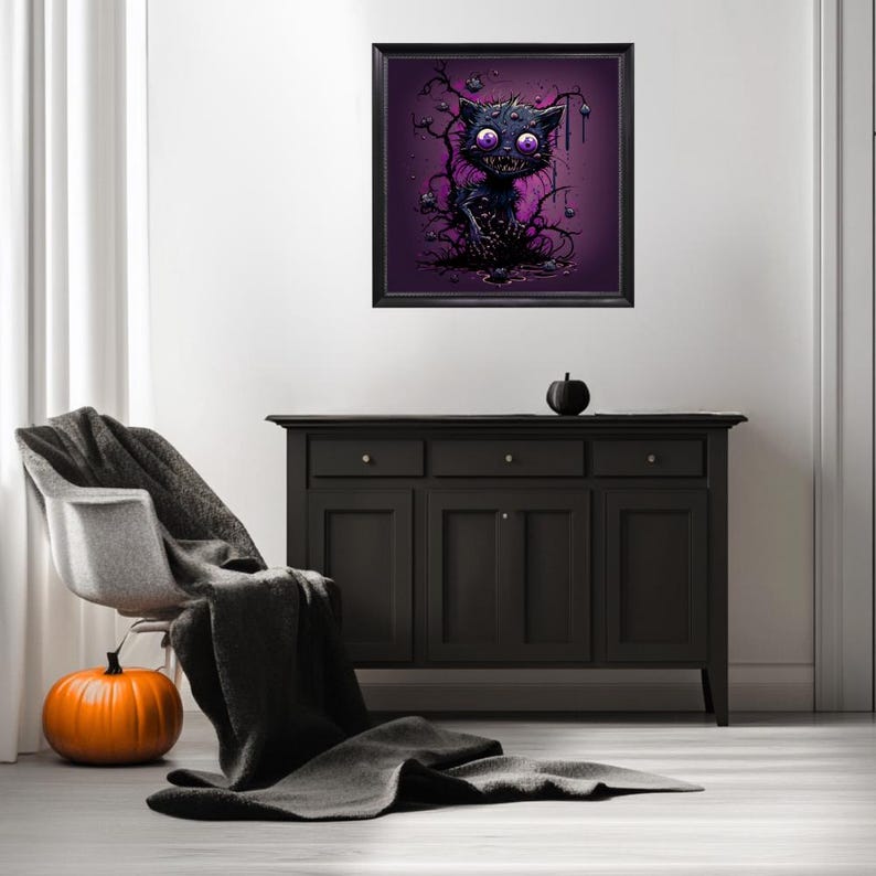 Zombie Cat Creepy Cat Wall Art, Creepy Cute Macabre Goth Supernatural ...