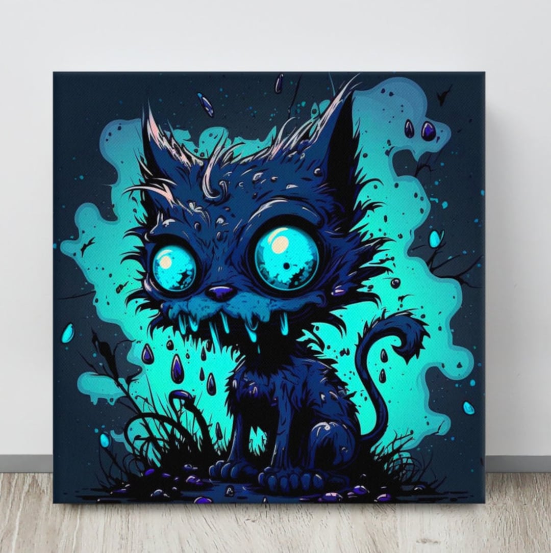 Zombie Cat Creepy Cat Wall Art, Creepy Cute Macabre Goth Supernatural ...