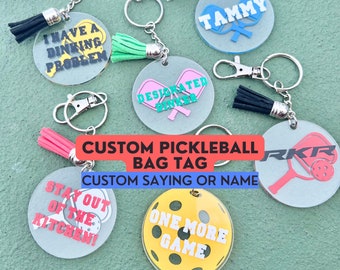 Custom Pickleball Bag Tag Personalized Pickleball Keychain Bag Tag Name ...