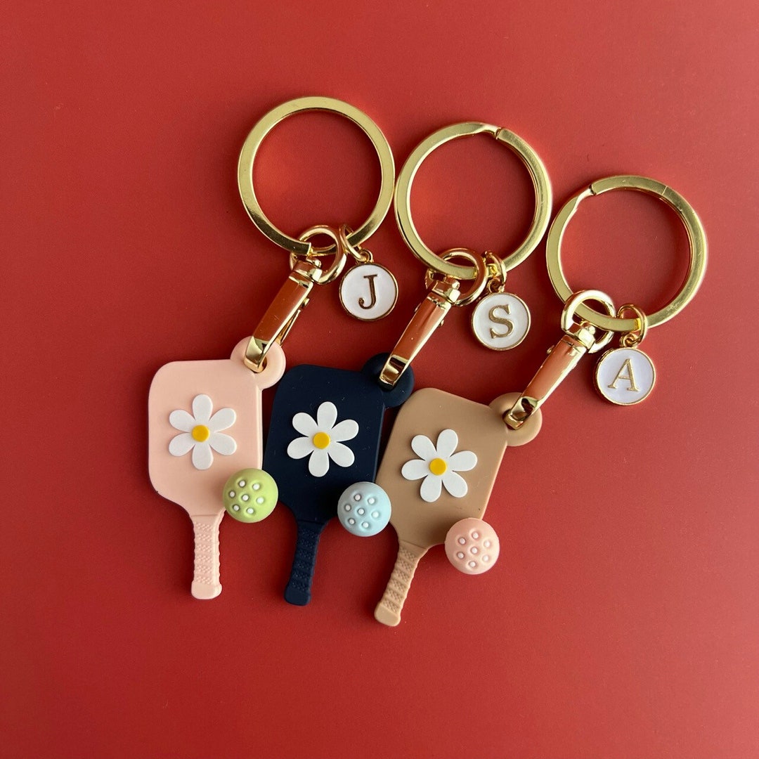 Custom Pickleball Keychain With Daisy Keychain Personalized Paddle ...