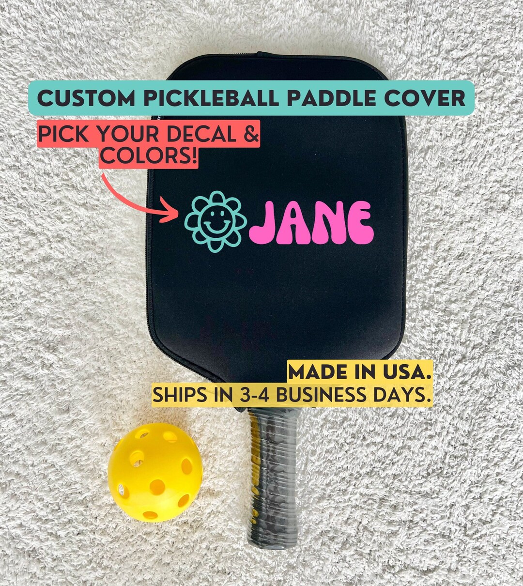 Custom Pickleball Case Personalized Pickleball Paddle Cover Pickleball ...